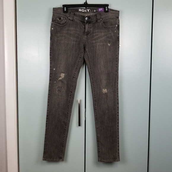 Roxy | Jeans | Roxy Skinny Distressed Gray Jeans Size 1 C8 | Poshmark